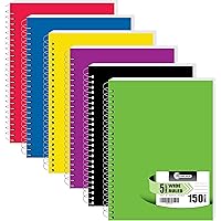 Amazon.com : Rosmonde 5 Subject Spiral Notebooks Wide Ruled, 6 Pack ...