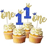 Amazon.com: 24 Counts Glitter Number One Cupcake Toppers for Kid's ...