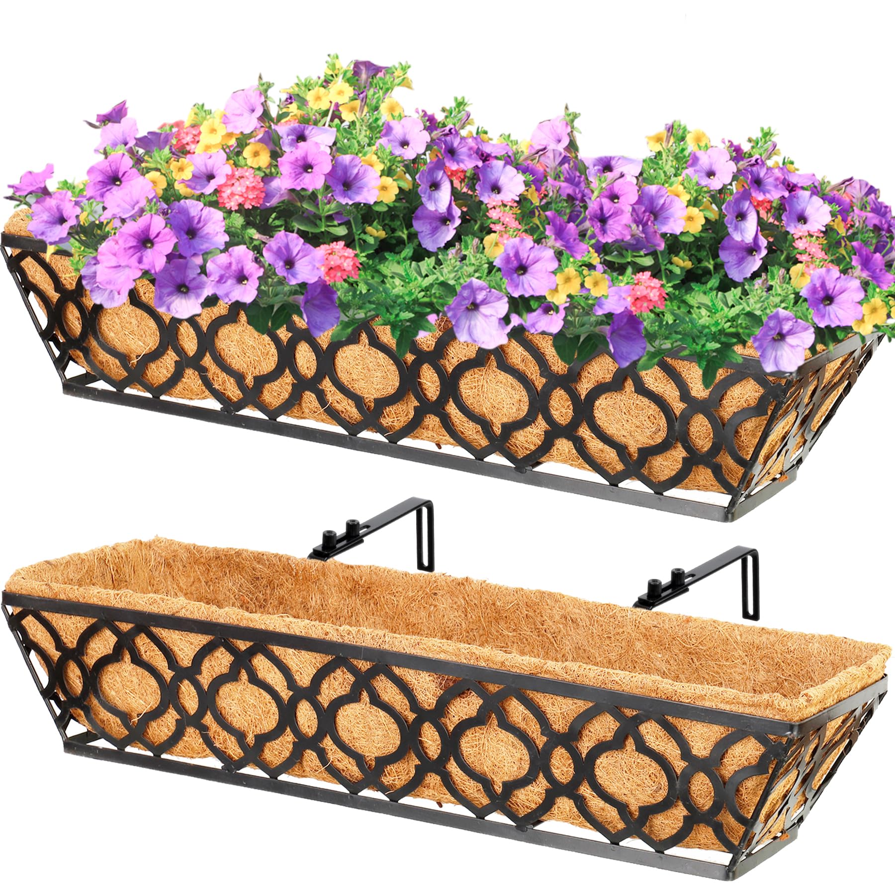 Mua Y&M 24inch Window Planter Box 2Pcs Iron Window Deck Railing Planter ...