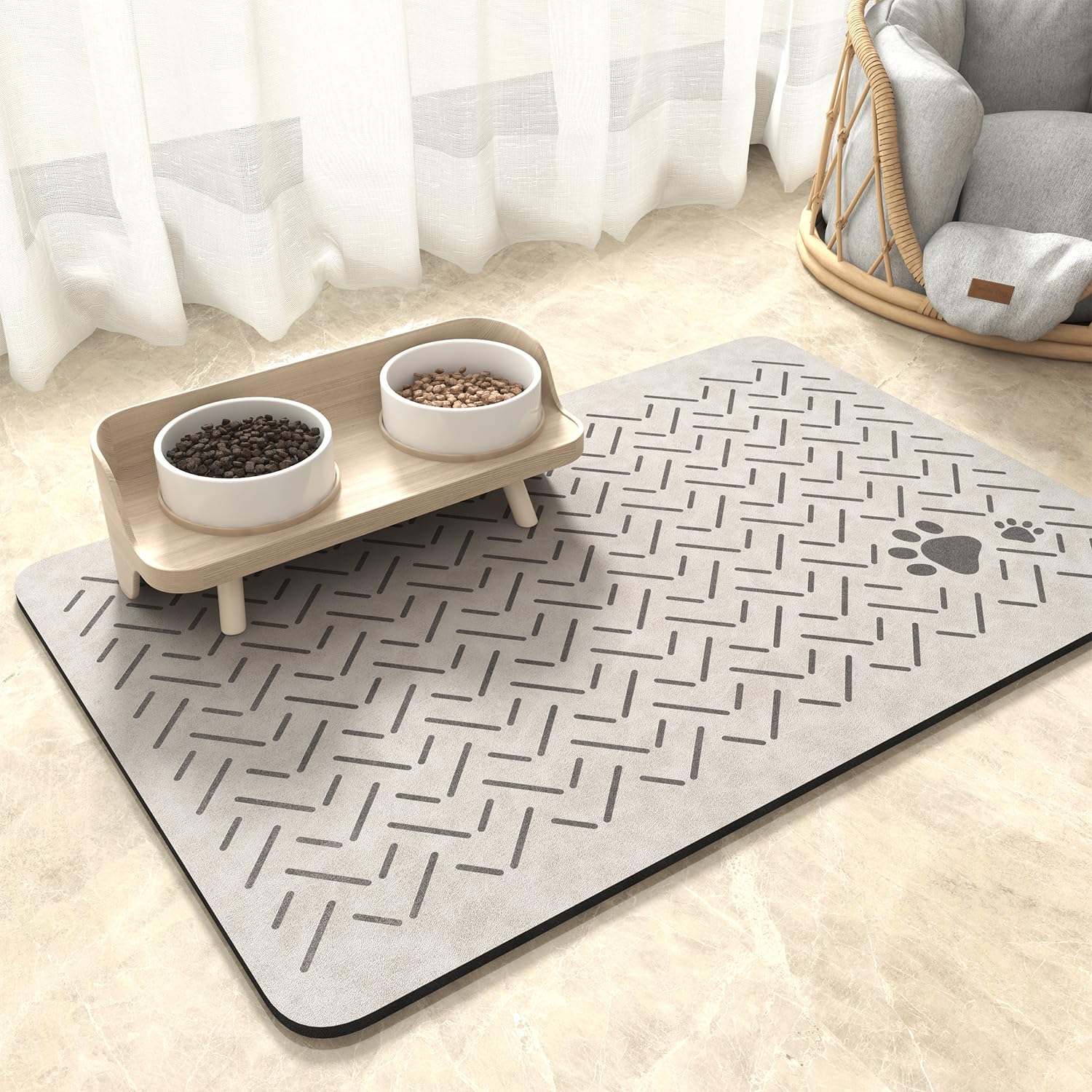 MontVoo-Absorbent Pet Feeding Mat-No Stains Quick Dry Dog Mat for Food ...