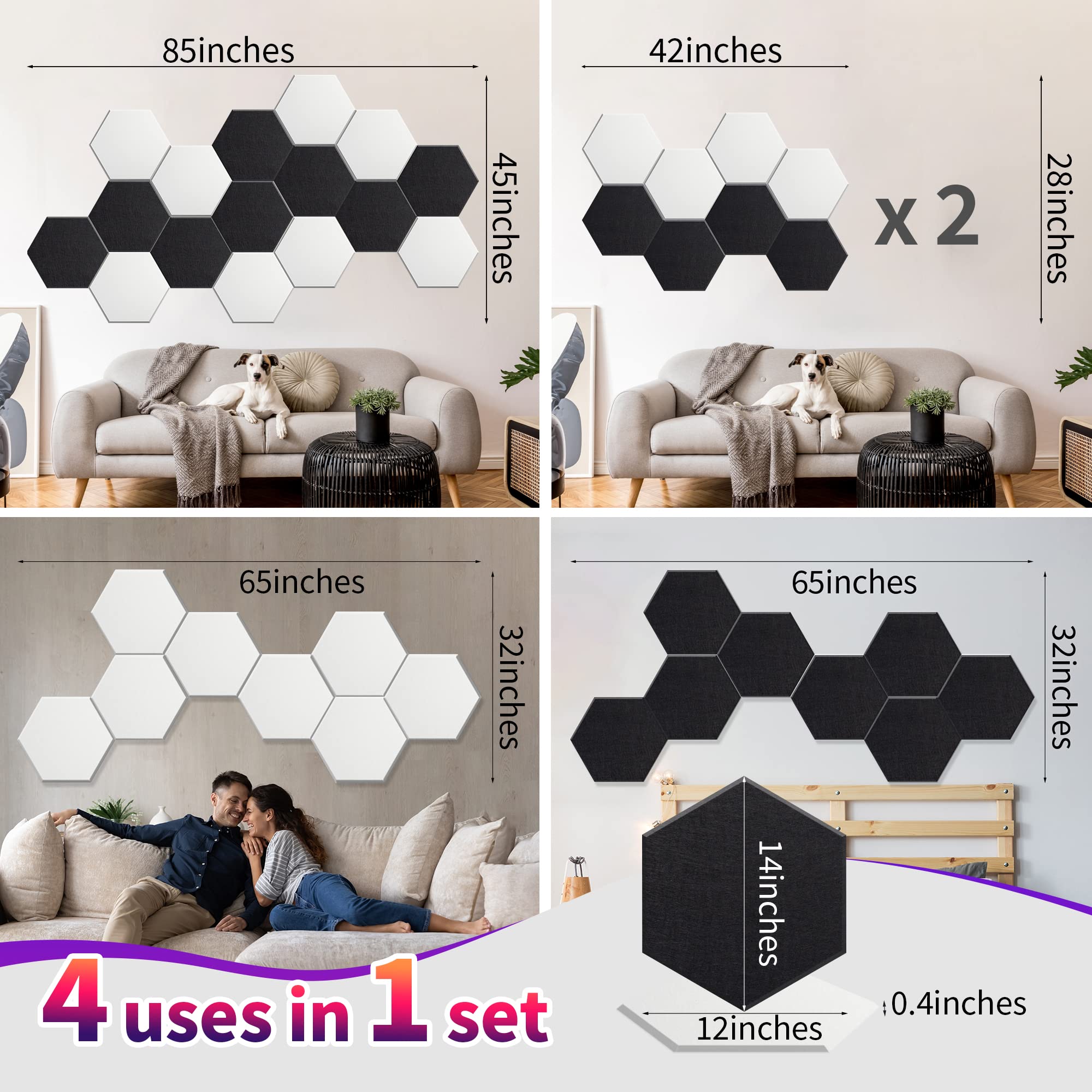 Mua Mollywell Hexagon Acoustic Panels, High Density, Soundproofing ...