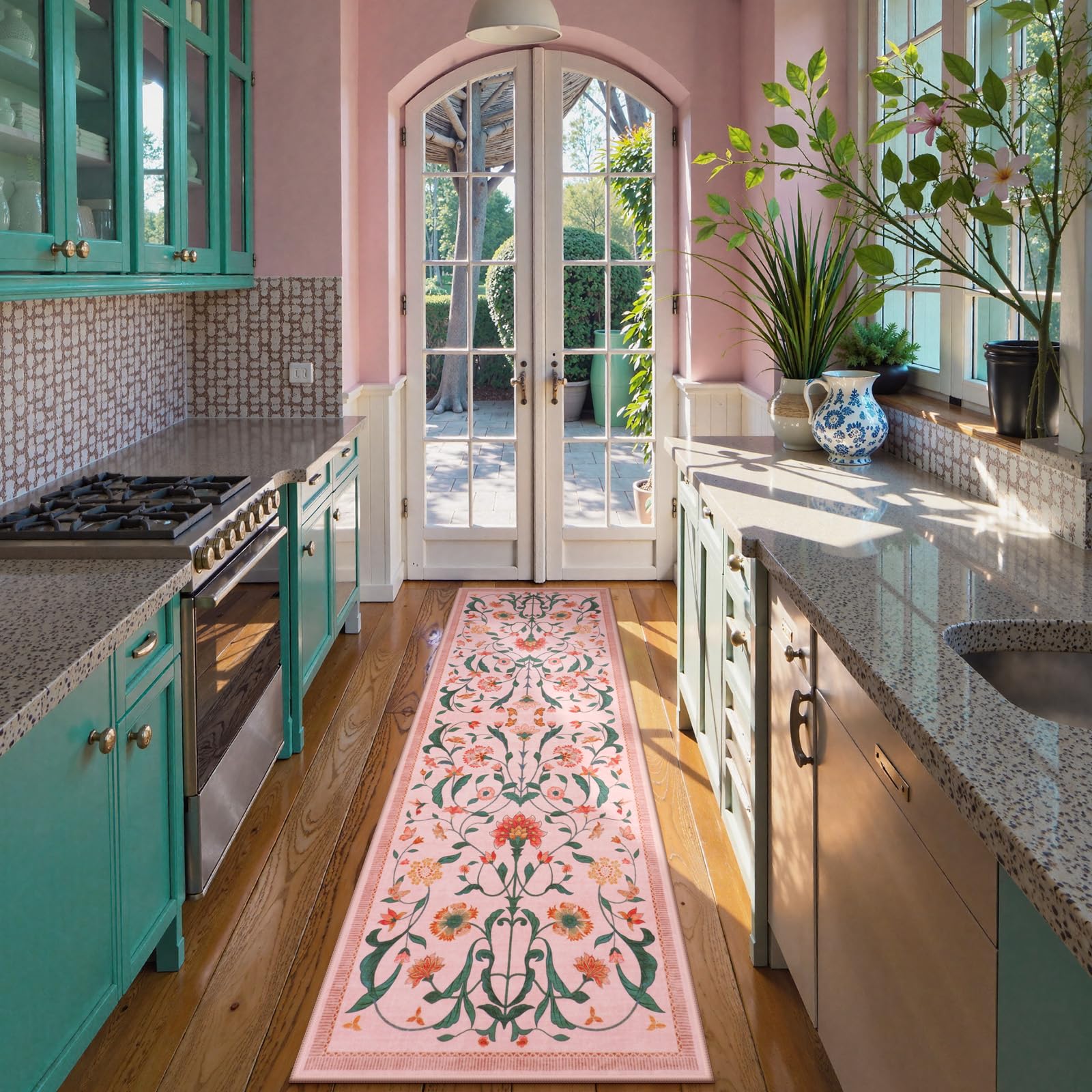 LIVEBOX Runner Rug for Hallway - Boho Floral 2'6"x8 Washable Runners ...