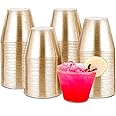 Amazon.com: Tobvory 100 Pack Gold Plastic Cups - 9 oz Hard Gold Cups ...