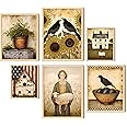 Amazon.com: EXCOOL CLUB Country Primitive Decor - Primitive Folk Art Prints, Primitives Black ...