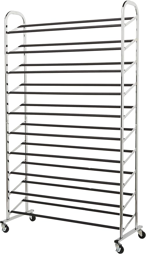 AmazonBasics Shoe Rack for 50 Pairs of Shoes, Chrome: Amazon.co.uk ...