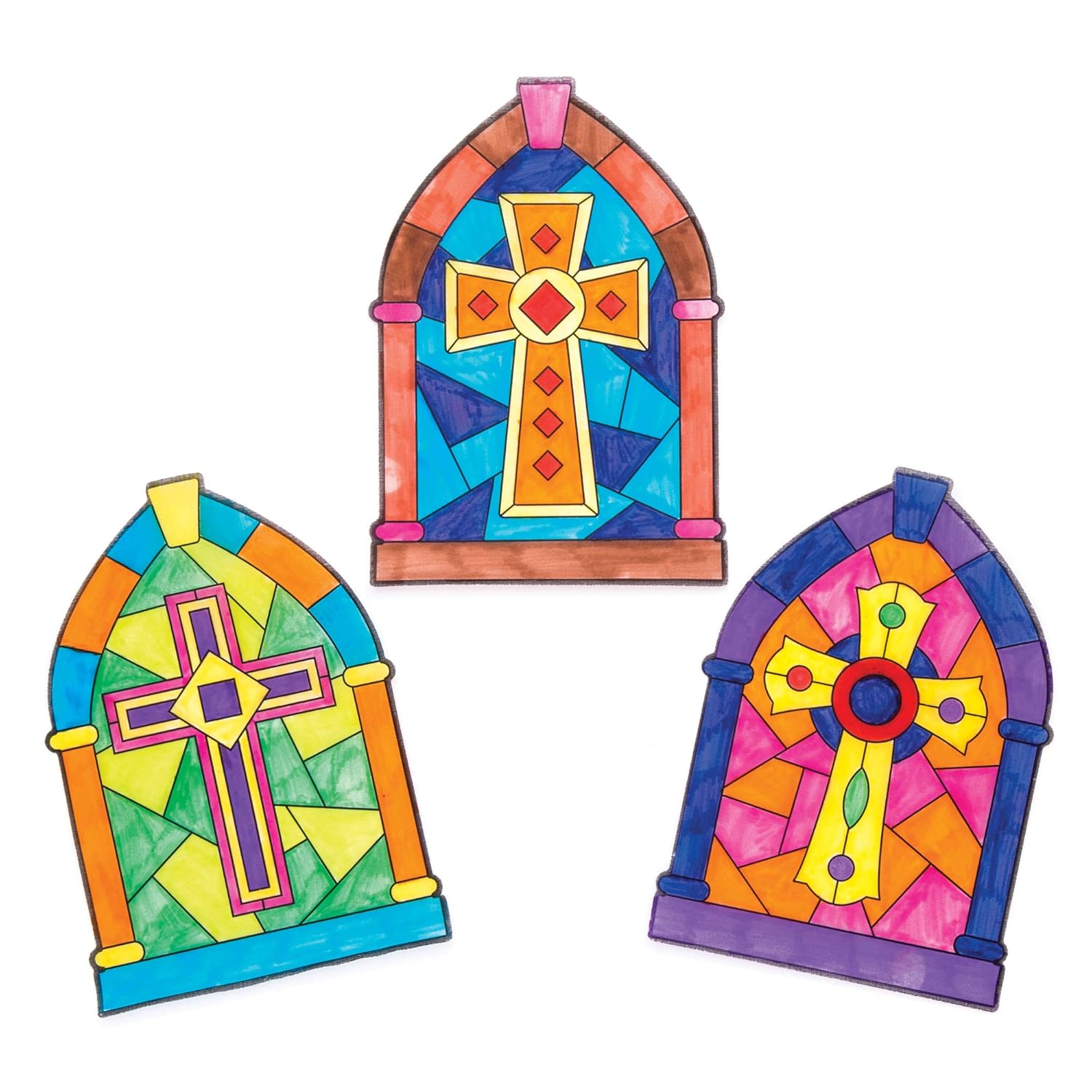Baker Ross Cross Colour In Window Stained Glass Decorations, For Kids ...