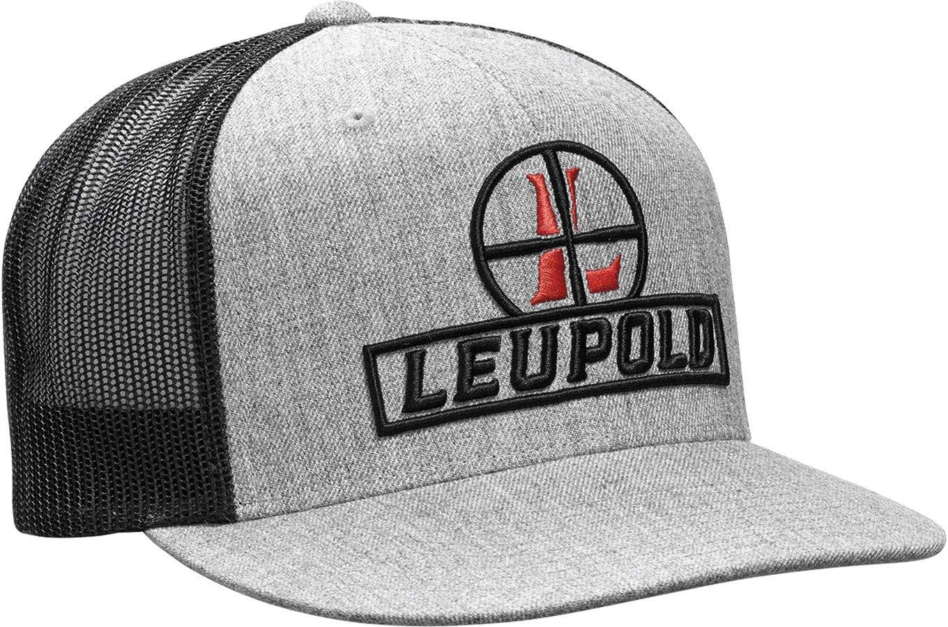 Amazon.com : Leupold Hat Reticle Black/Heather Flat Brim Trucker Cap ...