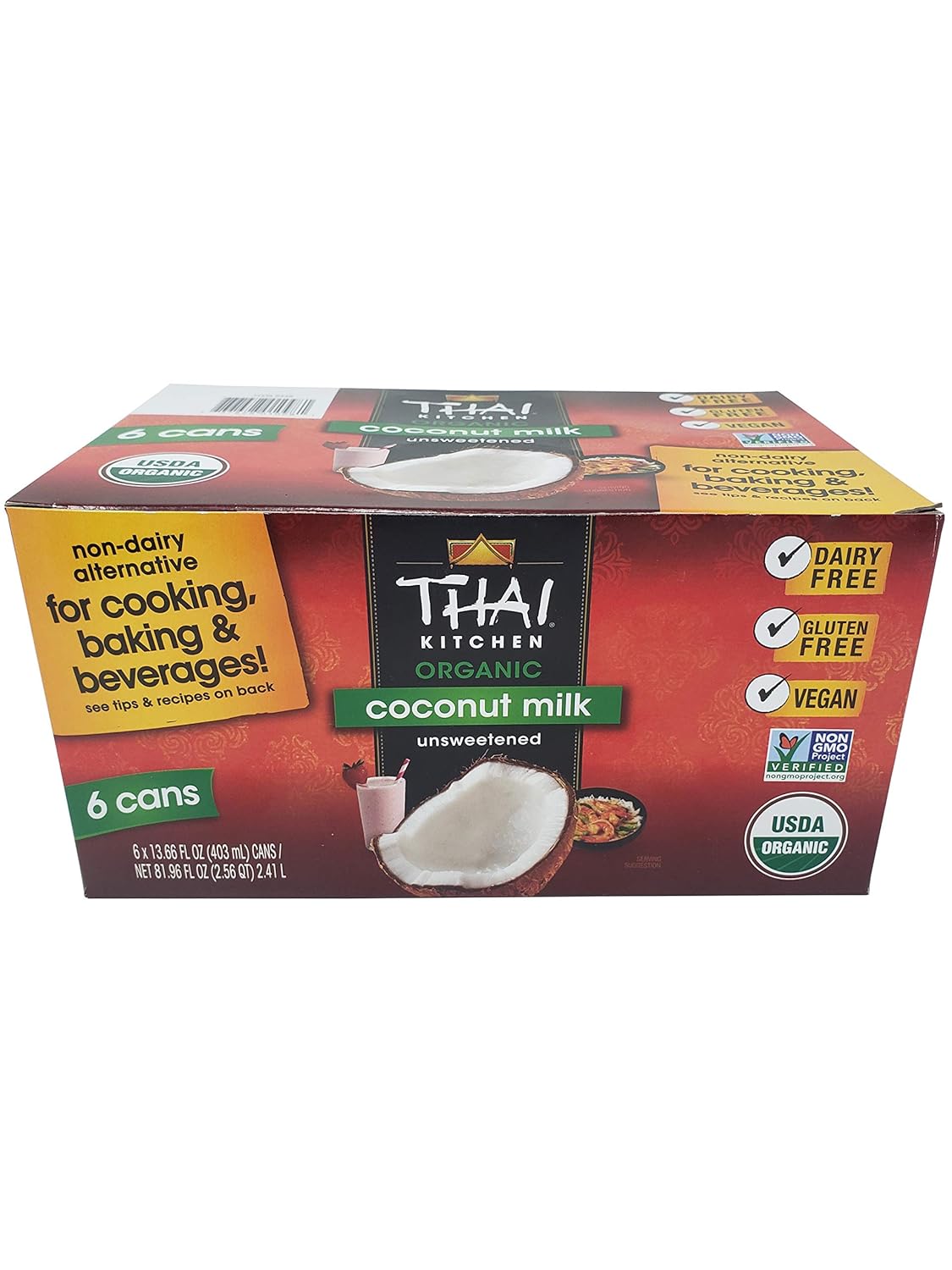 Thai Kitchen Organic Unsweetened Coconut Milk, 13.66 Fl Oz (Pack of 6 ...