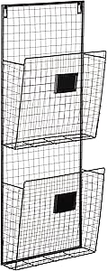 Amazon.com: Two Tier Wall File Holder – Durable Black Metal Rack with ...