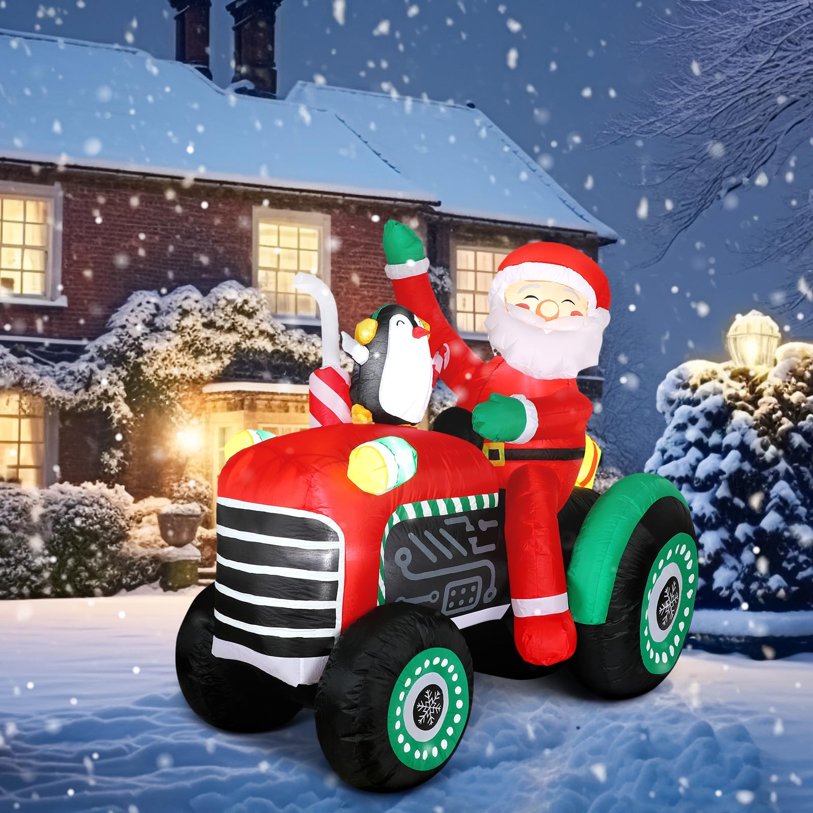 Retisee 5 Feet Tall Christmas Inflatable Santa Claus Drive Tractor with ...