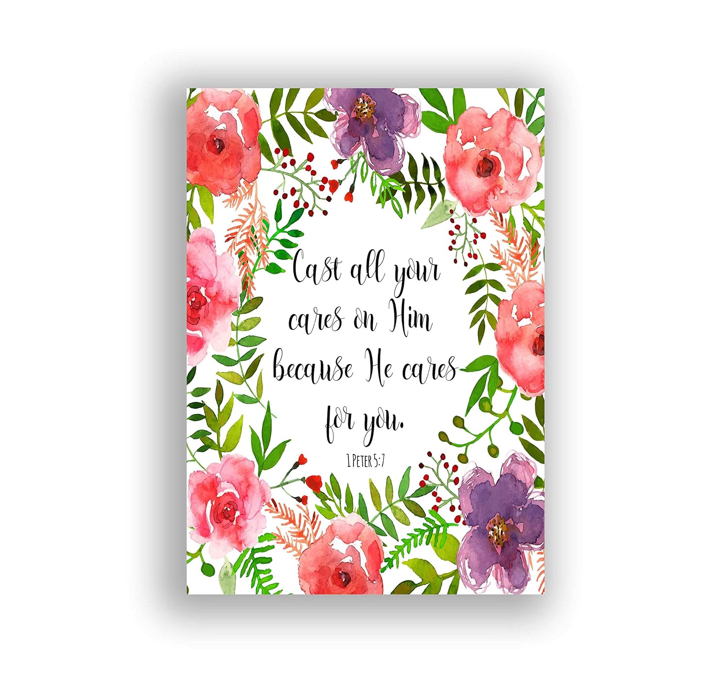 Cast All Your Cares Wall Art Print, 1 Peter 5 7 Christian Poster, Bible ...