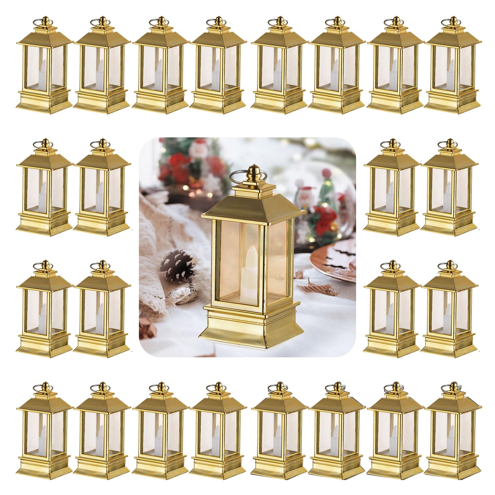 Staymoment Gold Mini Lanterns for Centerpieces - 24 Pcs Small Lantern ...