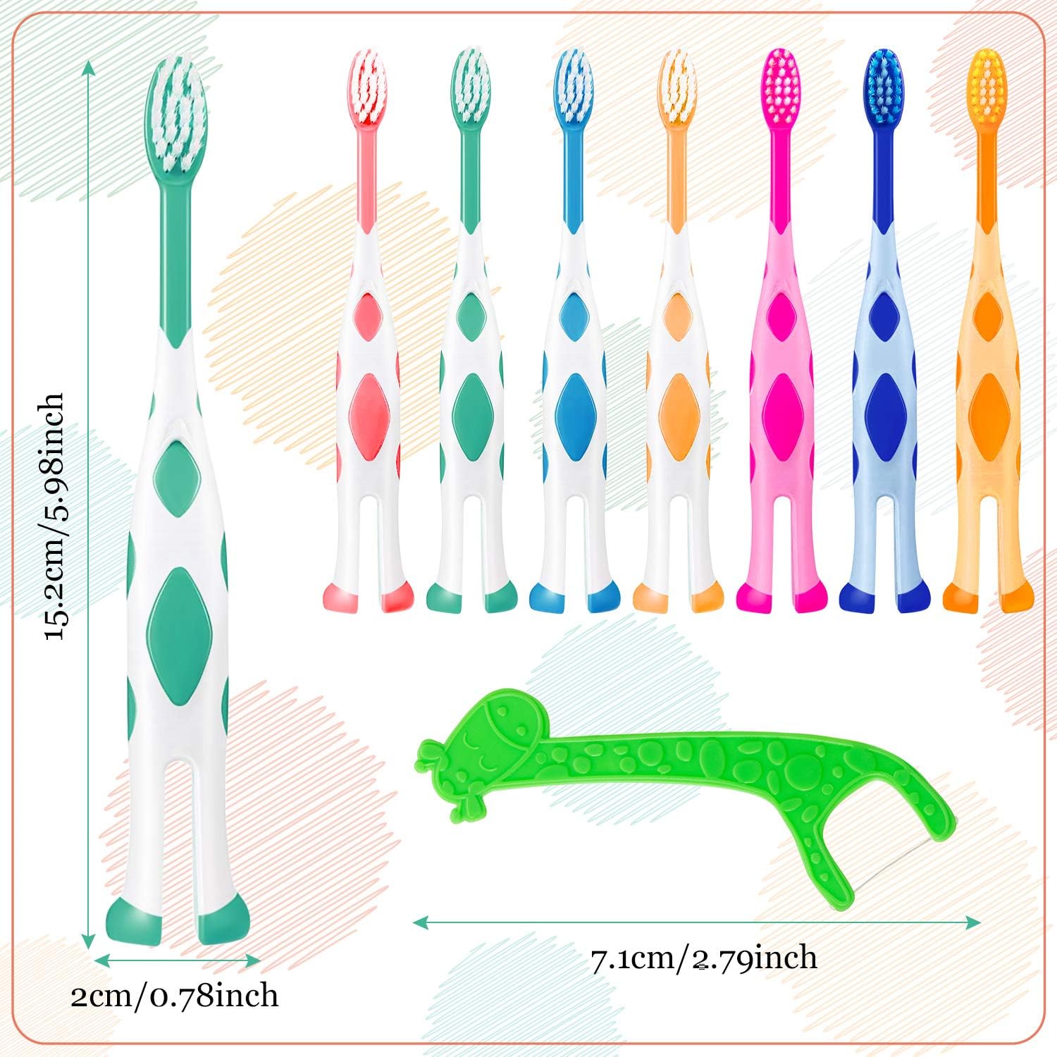 10 Pieces Children Giraffe Toothbrush Extra Soft Lovely Deer Cartoon ...