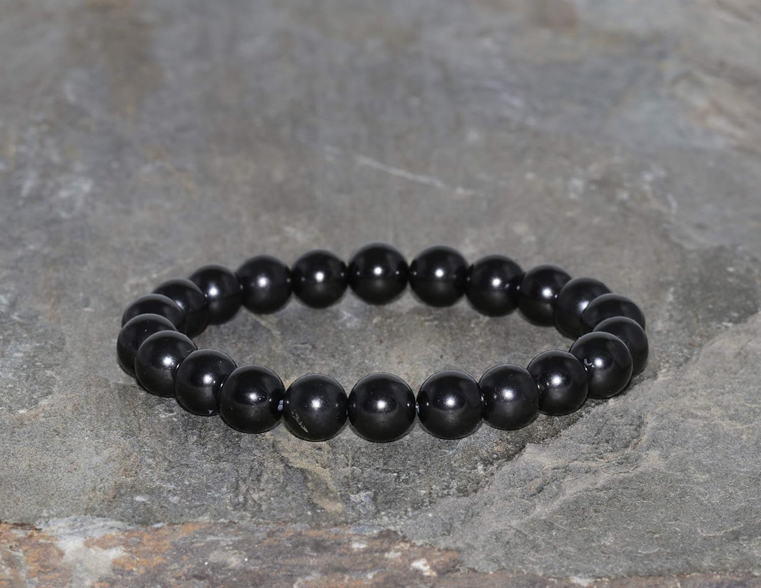 Amazon.com: Jet Bracelet Handmade 8mm Fossilized Beaded Gemstone ...