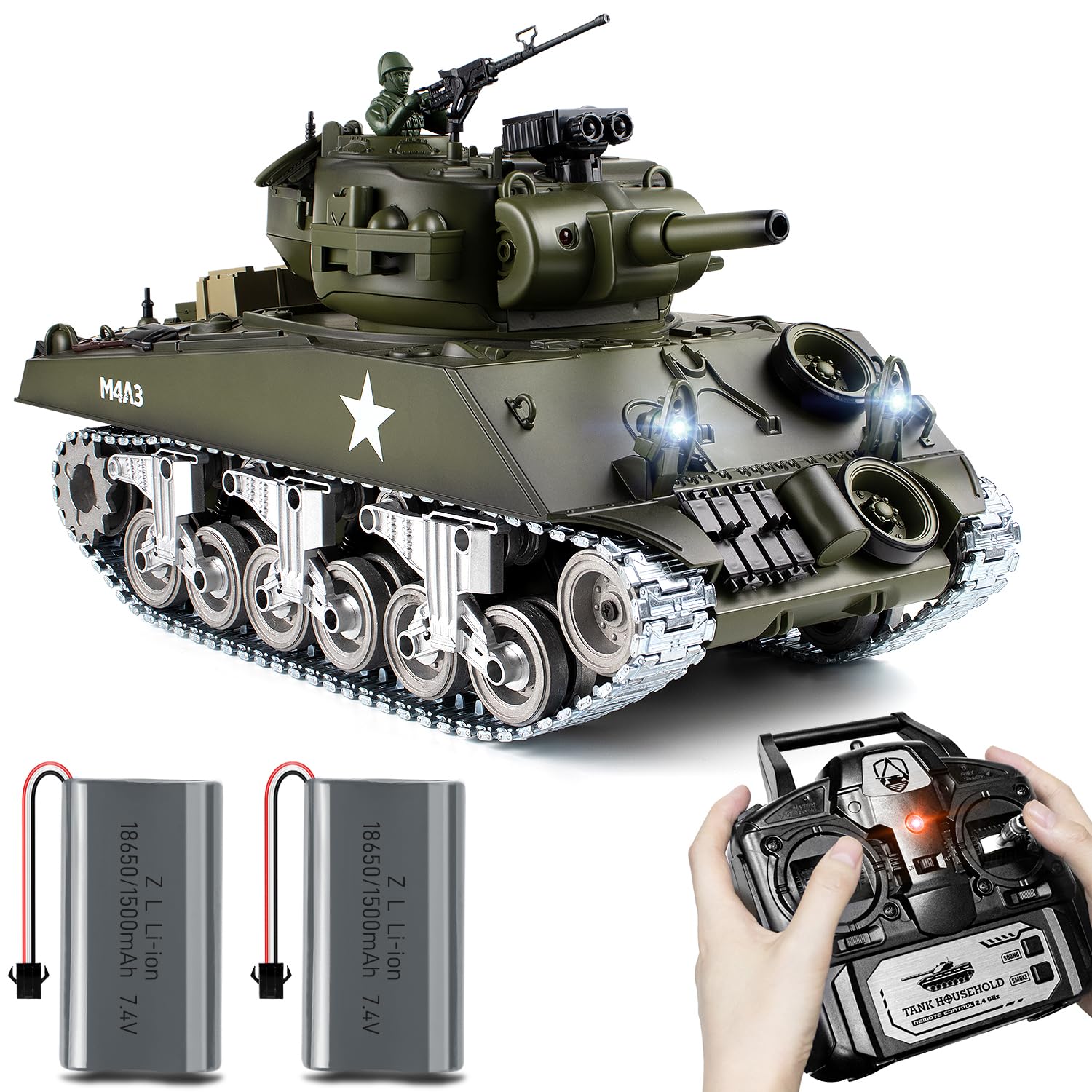 Mua 1:18 RC Tank, Metal US M4A3 Sherman Remote Control Model Army Tank ...
