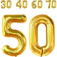 Amazon.com: 50 Balloon Numbers Gold Large Numbers Balloons Number Foil ...