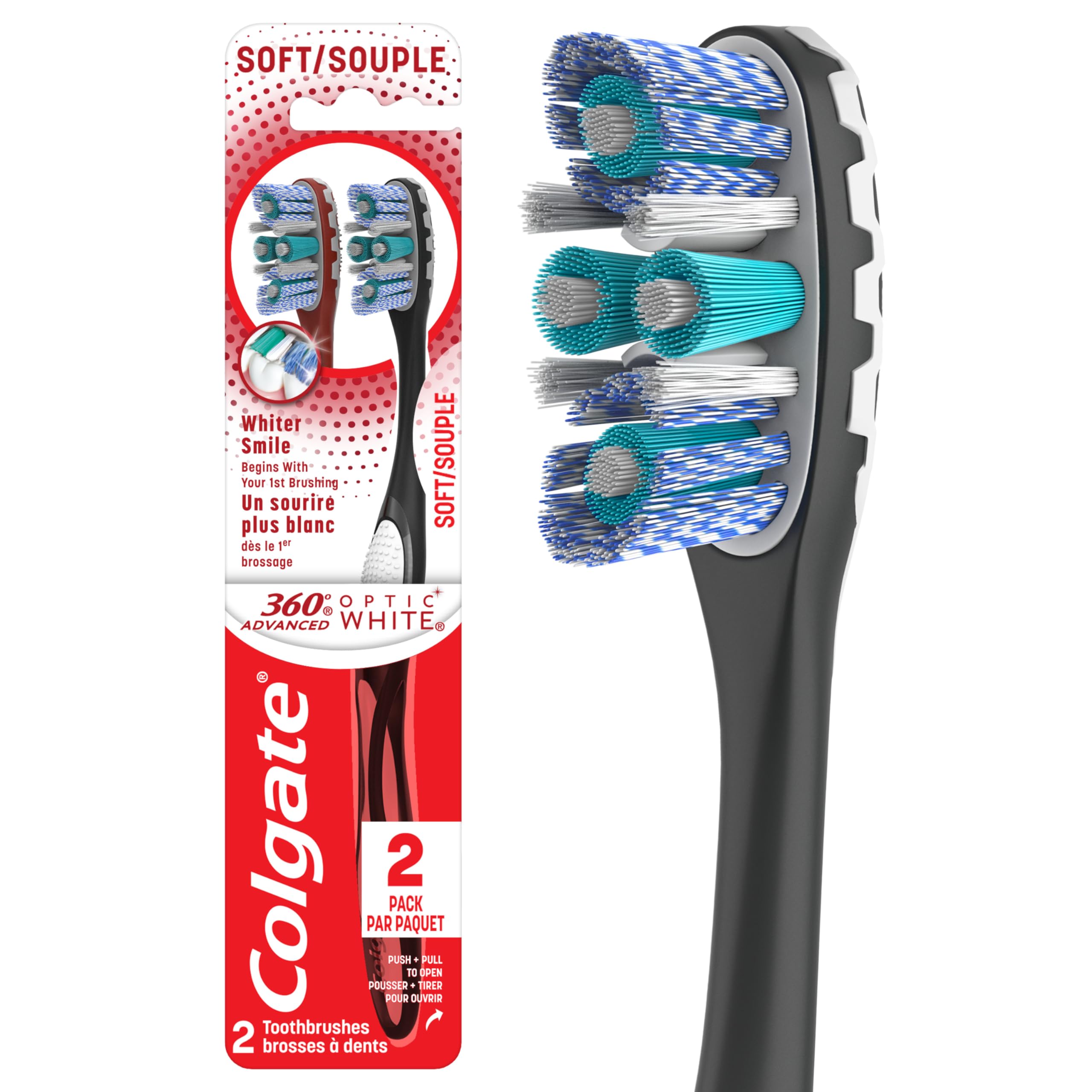 Colgate 360 Optic White Advanced Whitening Toothbrush, Adult Soft ...
