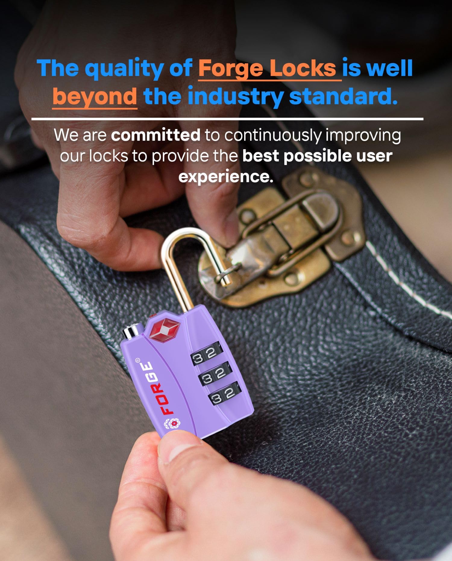 Forge Luggage Locks TSA Approved 2 Pack Purple, Small Combination Lock ...