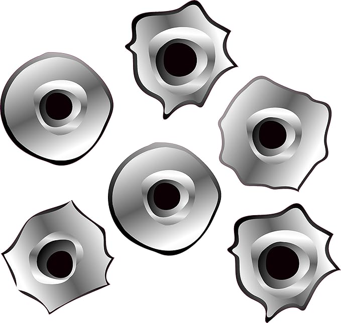 Bullet Holes Stickers..6 x 45mm diameter..Decals Cars Motorcycles ...