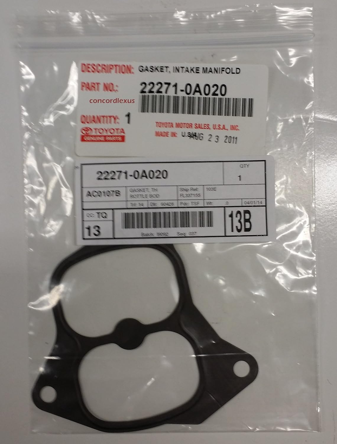 Amazon.com: Lexus 22271-0A020, Fuel Injection Throttle Body Mounting ...