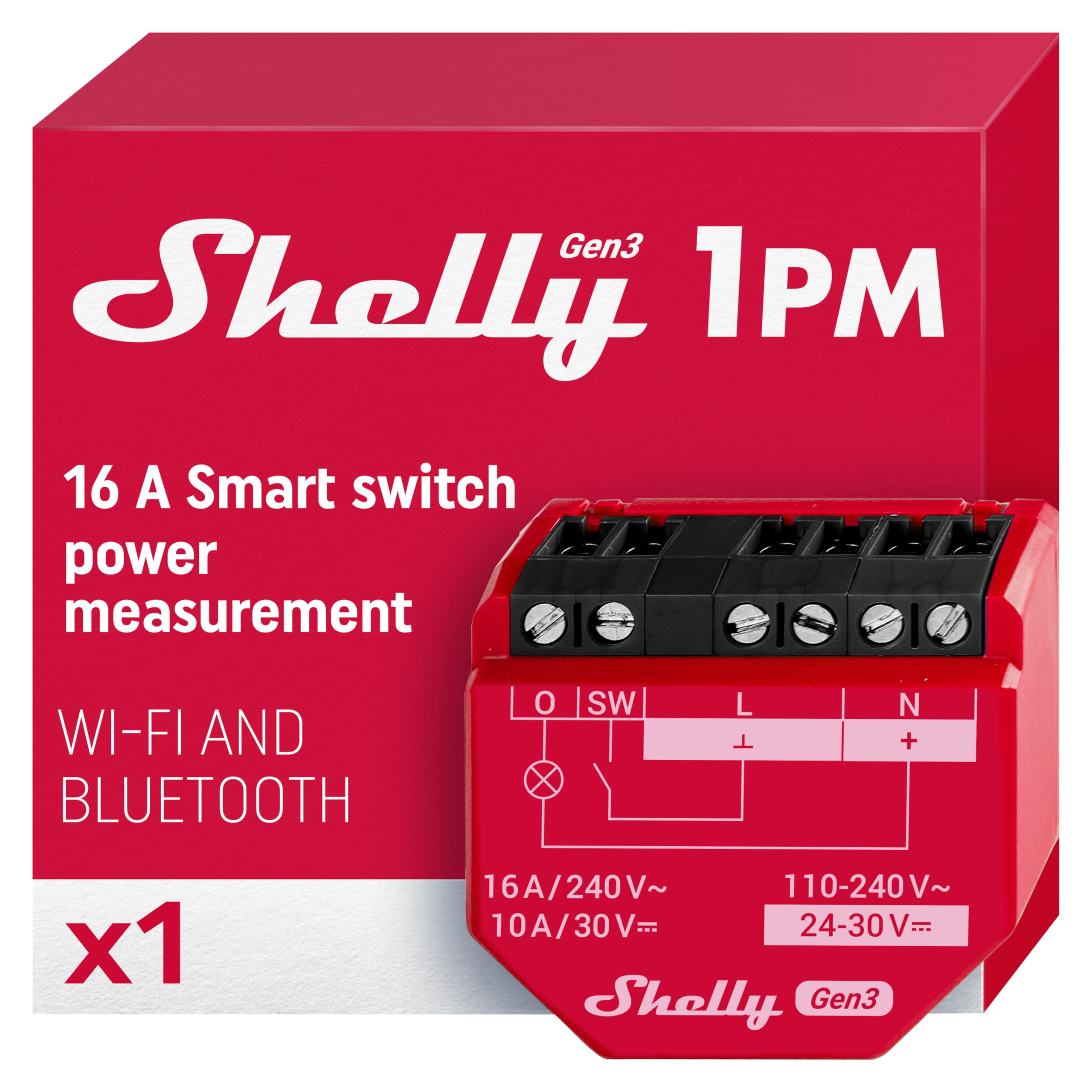 Shelly 1PM Gen3 | WiFi Smart Relay Switch with Power Metering, 1 ...