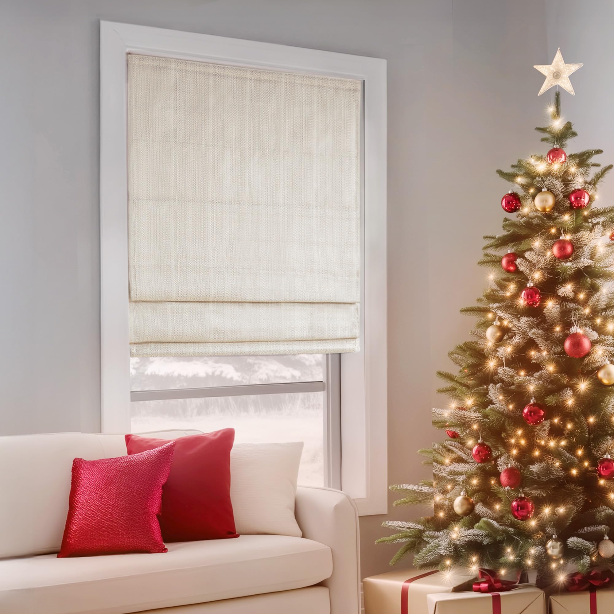 Madison Park Galen Cordless Roman Shades - Fabric Privacy Single Panel ...