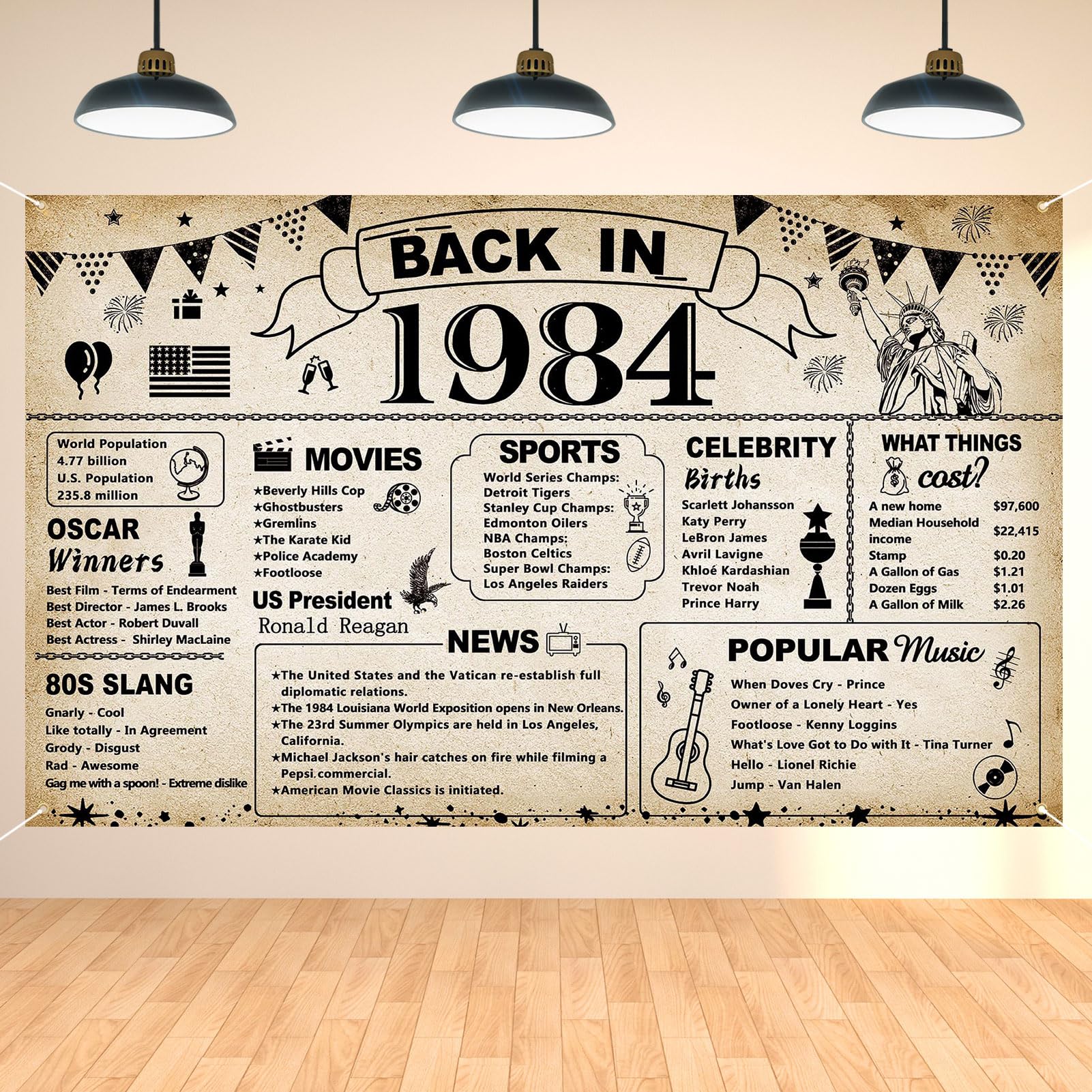 DARUNAXY 40th Birthday Party Decorations, Vintage Back in 1984 Banner ...