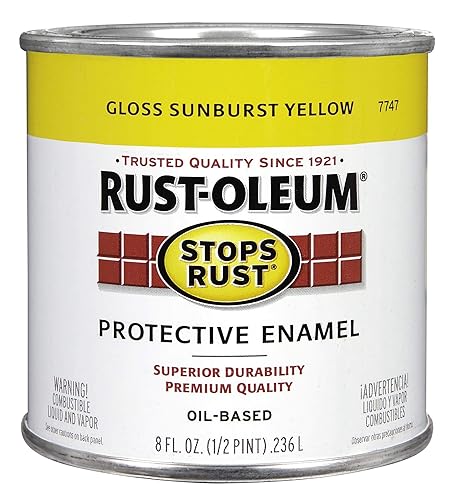 Rust-Oleum 7747730 Stops Rust Brush On Paint, Half Pint, Gloss Sunburst ...
