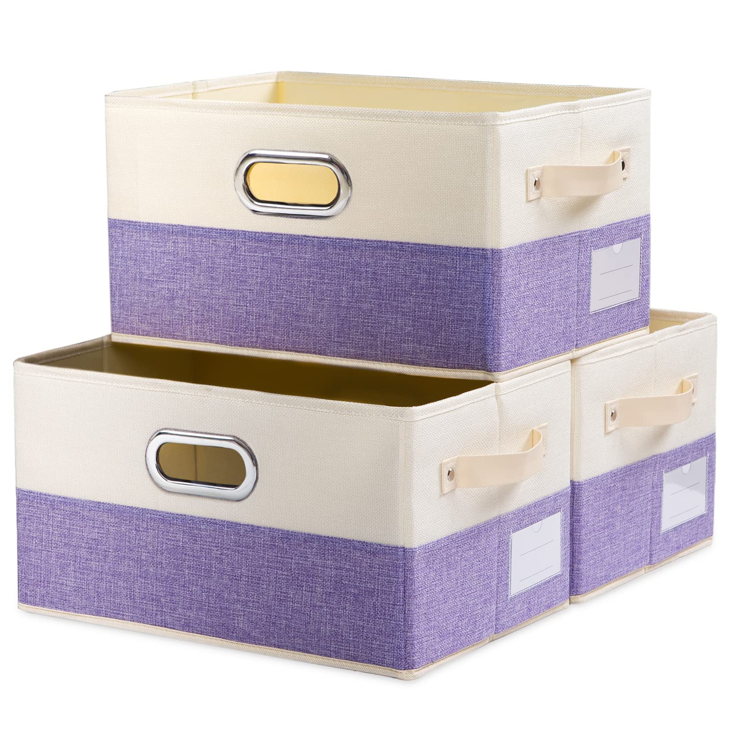 PRANDOM Large Fodable Storage Bins for Closet [3-Pack] Decorative ...