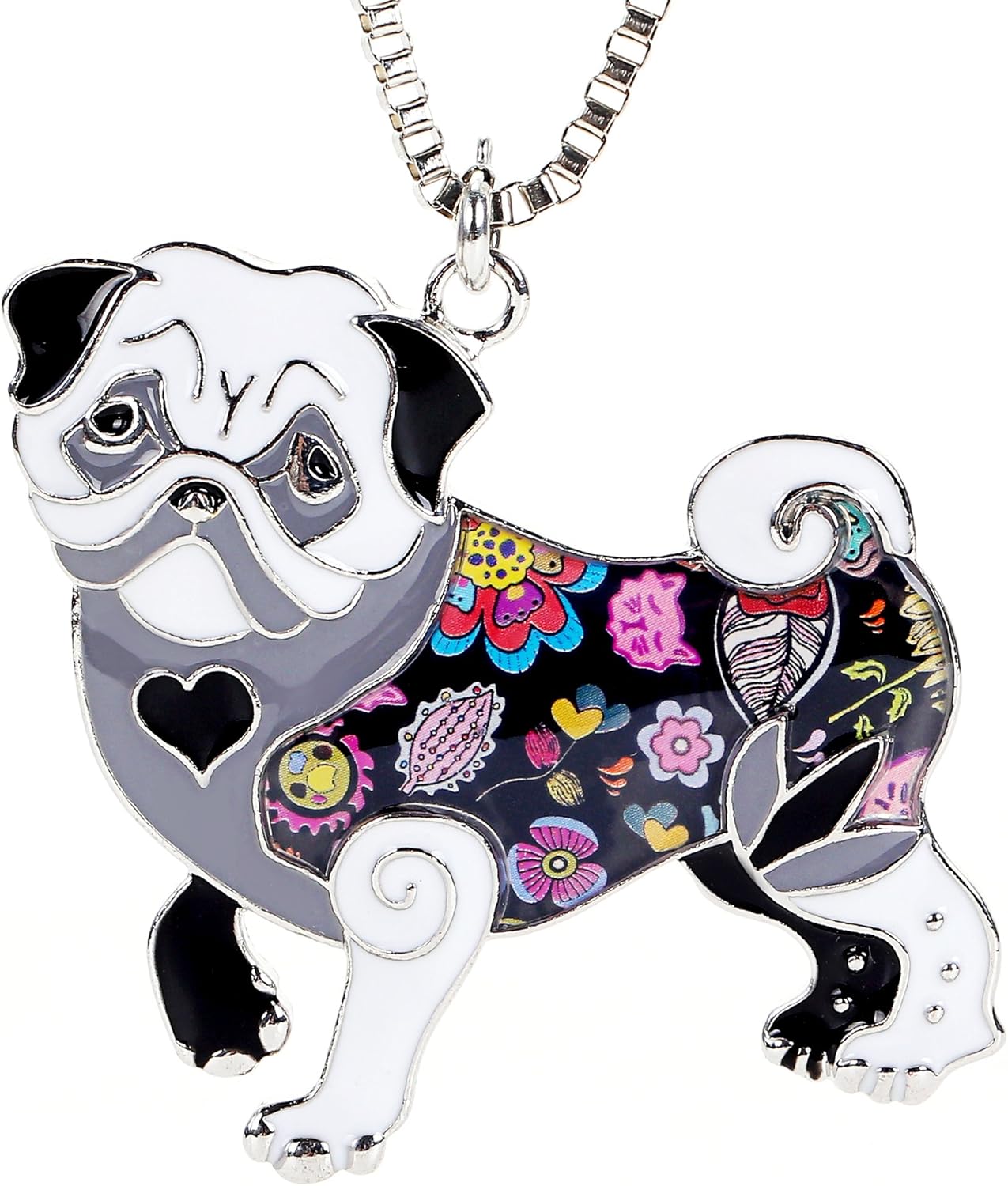 Pug Pendant Necklace for Women Handmade Unique Enamel Puppy Pet Gift ...