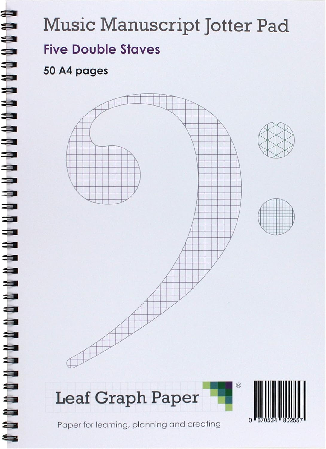 A4 Manuscript Music Paper Double Stave Staff, Jotter Pad 50 Pages ...