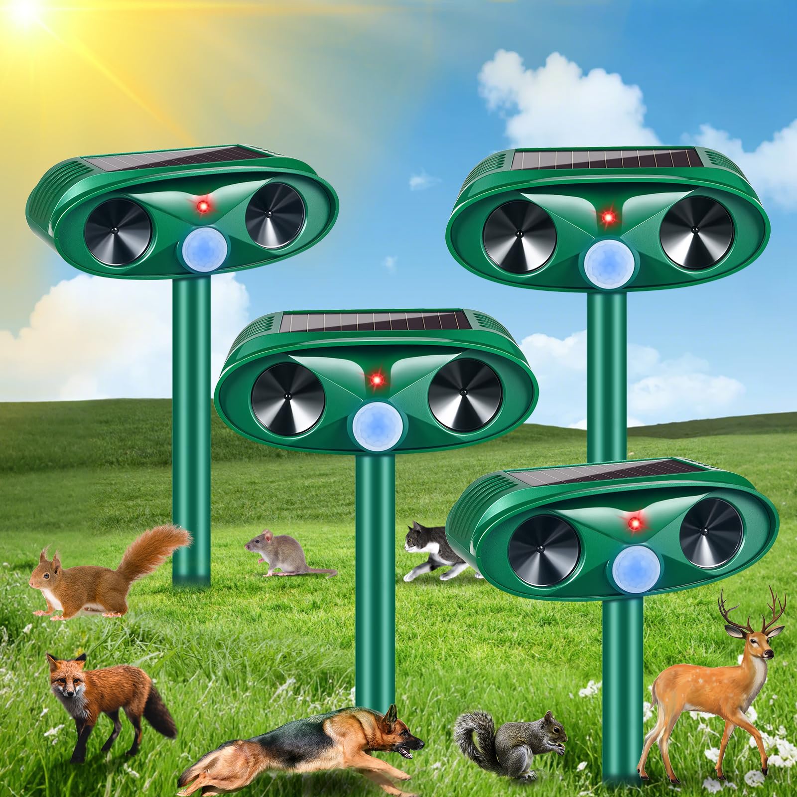Ultrasonic Animal Repellent Outdoor Solar Animal Repeller Cat Repellent ...