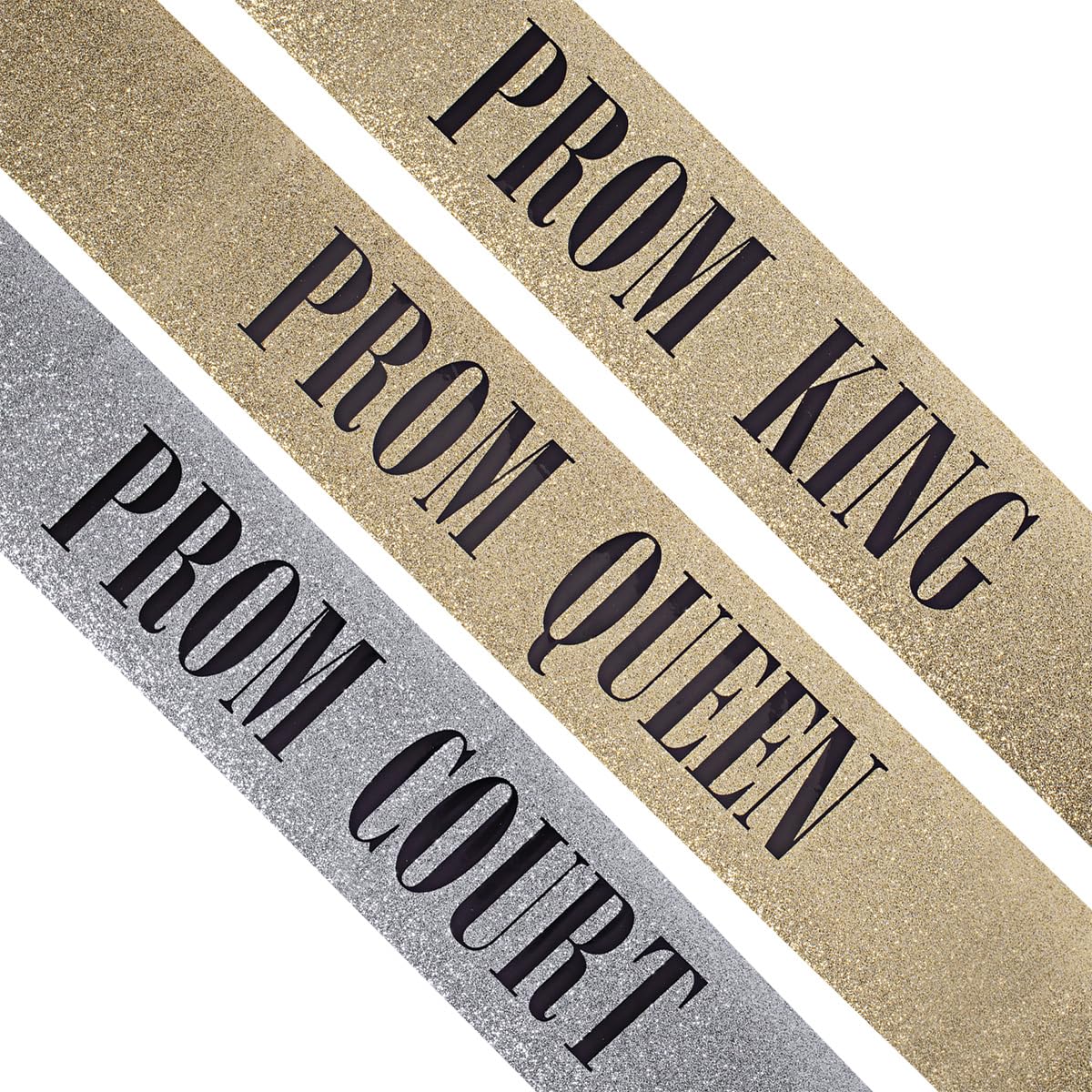 Anderson's Prom King, Queen, and Court Gold Glitter Sashes Set, Prom ...