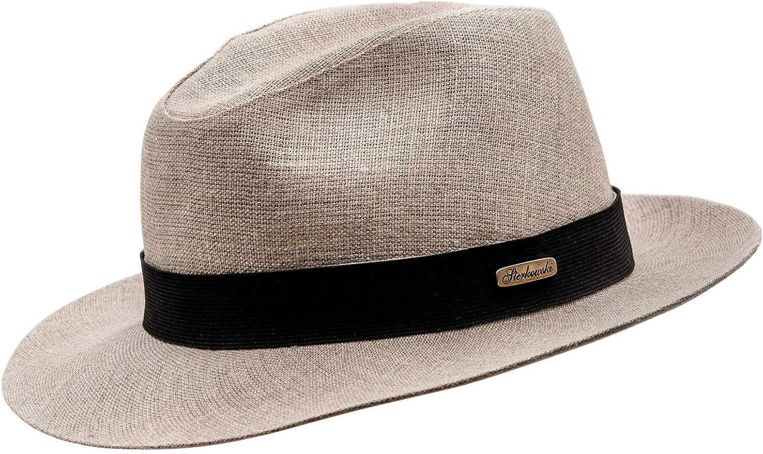 Sterkowski Sugarcane Hat | 100% Natural Linen Fedora Hat for Men and ...