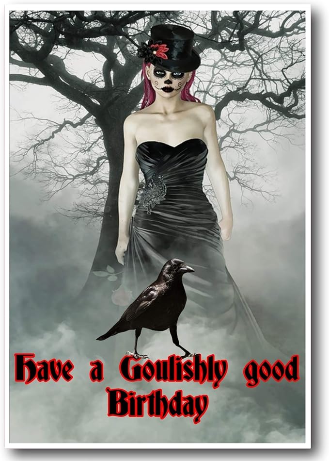 Gothic Girl Birthday Card, Ghoulish Birthday Card, Gothic Greetings ...