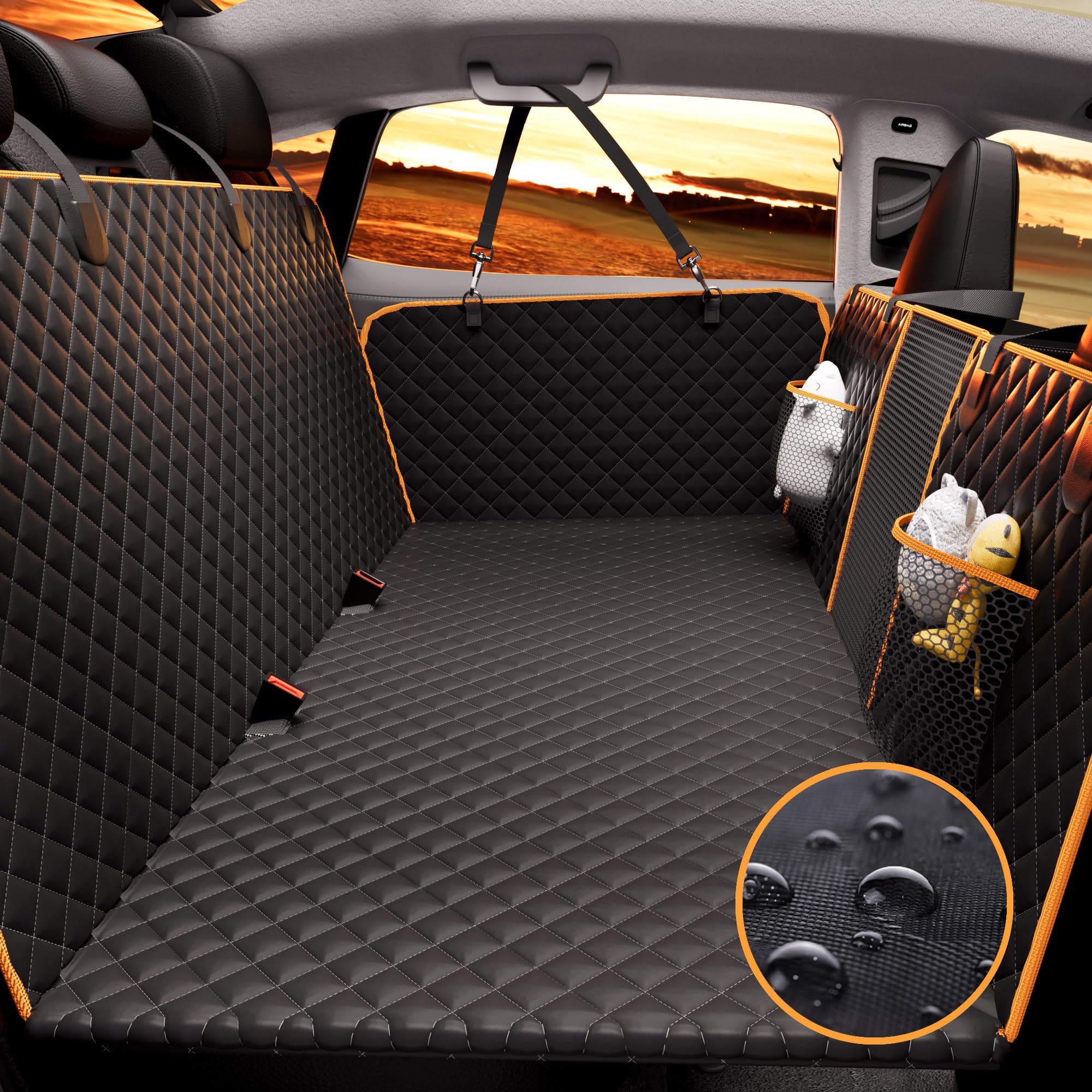 Chilino Back Seat Extender for Dogs Hard Bottom Holds 420LBS,Waterproof Dog Hammock for Car Dog ...