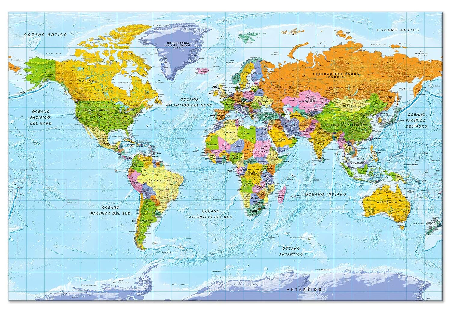 Stampe e quadri su tela murando Quadro Mappamondo 90x60 cm 1 Pezzo ...