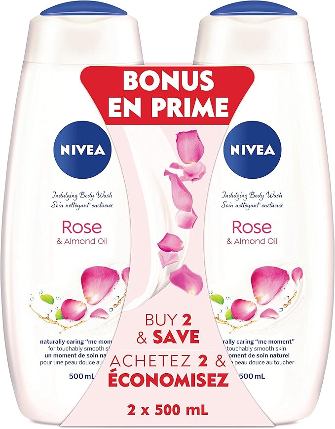 NIVEA Care & Roses Body Wash (2 x 500mL), Body Wash for All Skin Types ...