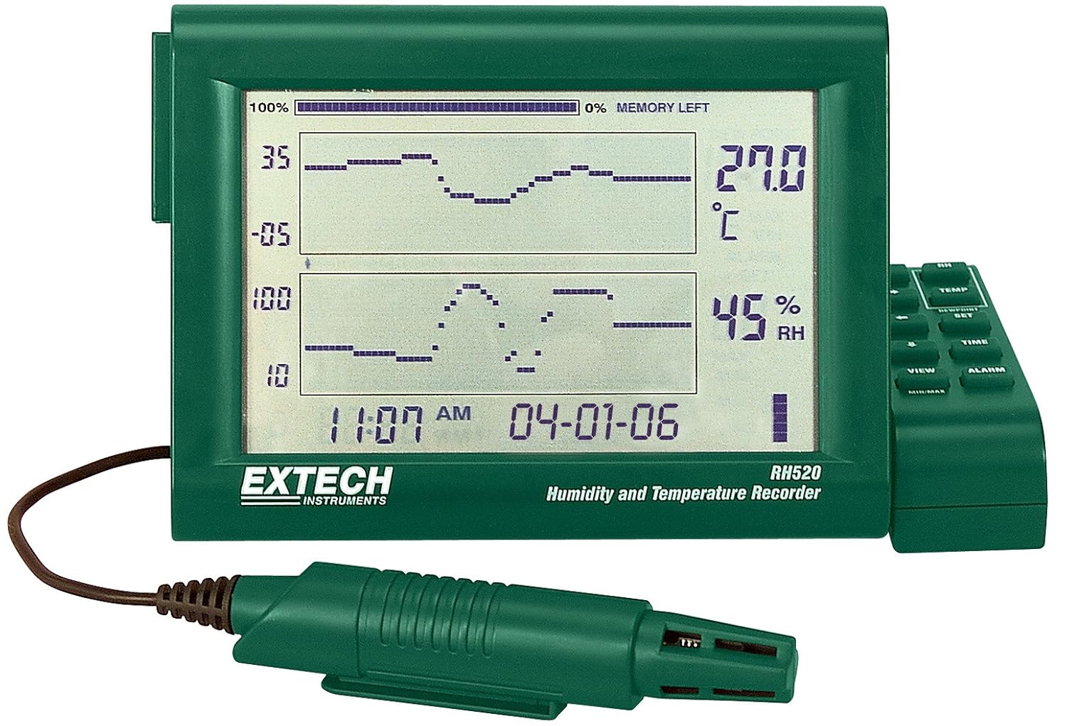 Extech RH520A-240 Enregistreur graphique de température/humidité avec sonde amovible 240 V ...