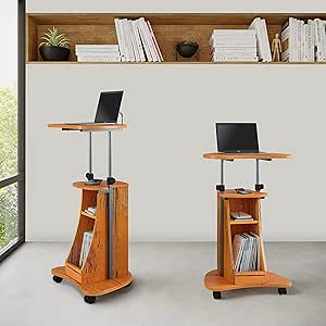 Amazon.com: Adjustable Height Laptop Cart With Storage. Color ...