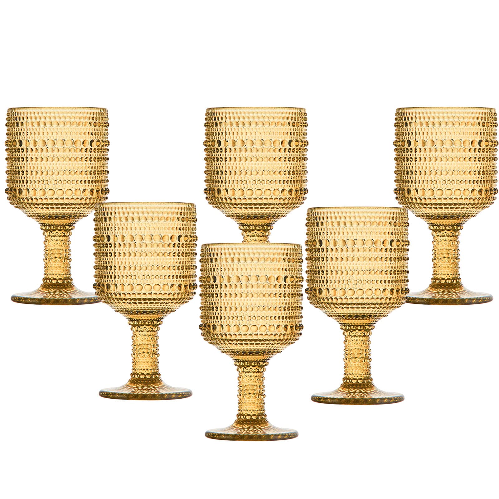 Vintage Wine Glasses Set of 6, 10 Ounce Colored Glass Water Goblets ...