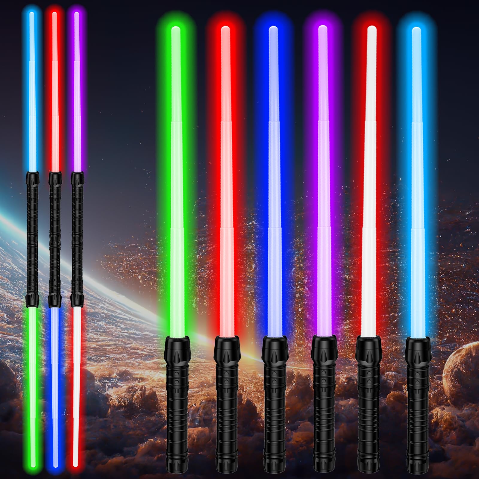 Saber - 6 Pack Light Sabers for Kids, 7 Colors Extendable & Collapsable ...