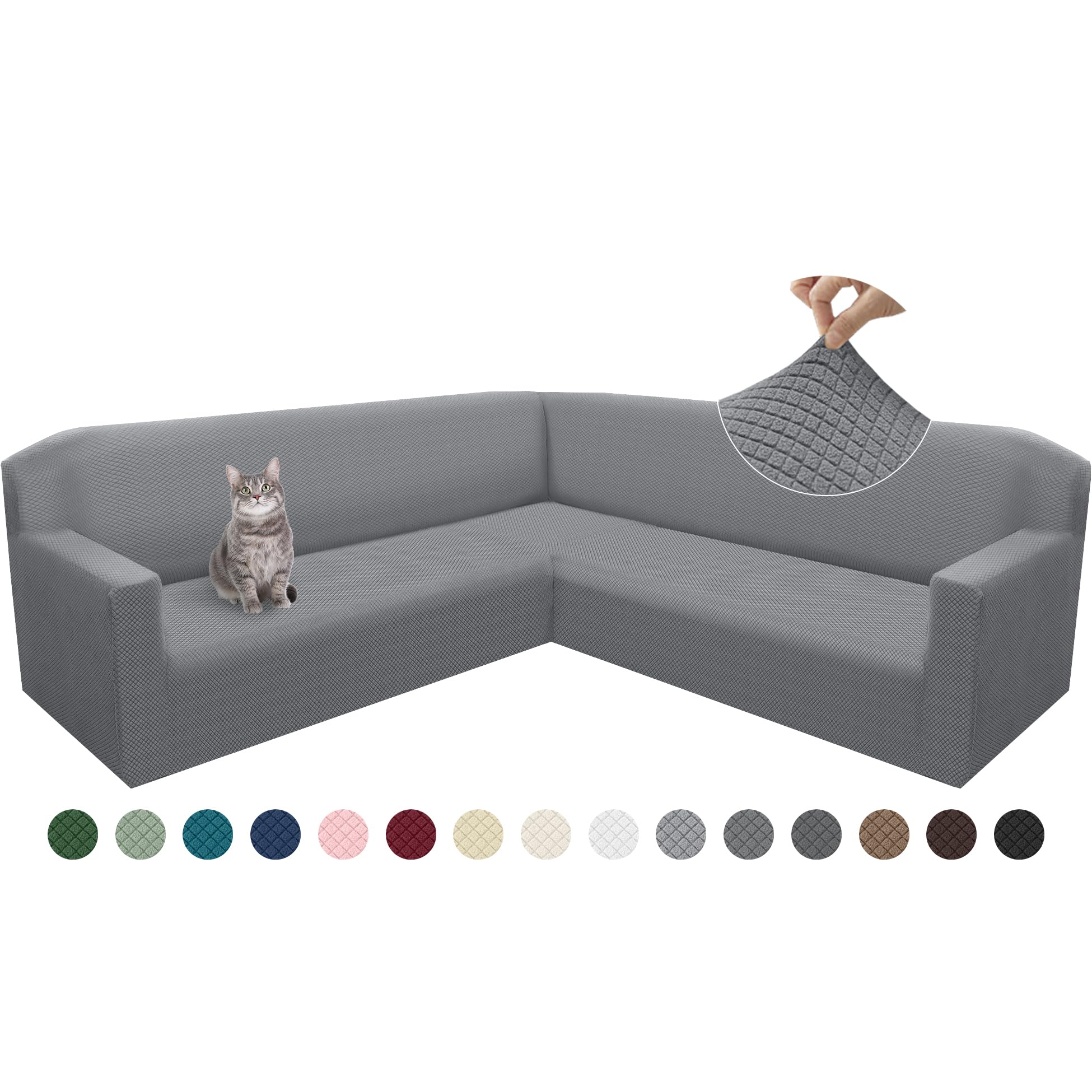 Arfntevss Corner Sectional Couch Covers Grey L Shape Sofa Cover Extra ...