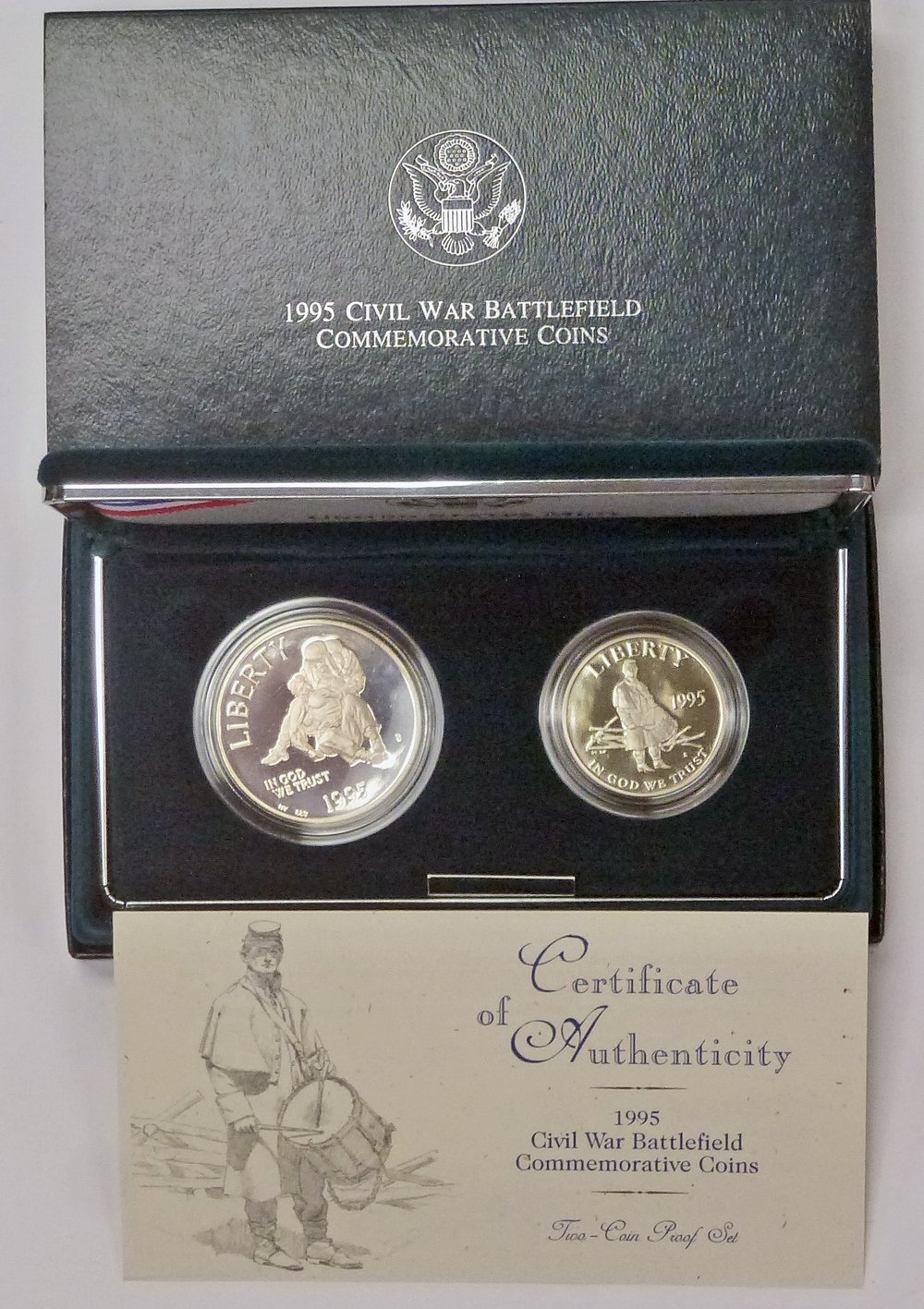 1995 S Civil War Battlefield Commemorative 2 Coin Set Proof OGP at ...