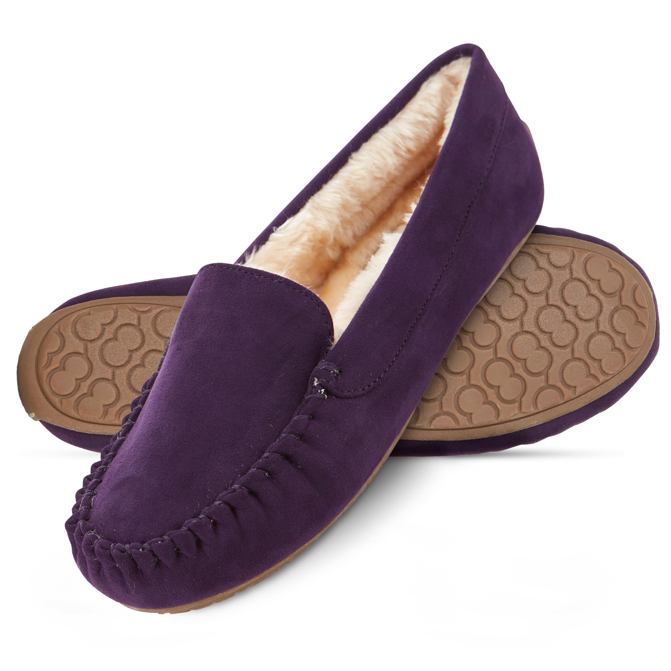 Floopi Women Slippers Moccasins, Soft Faux Fur Lining with Cozy Memory ...