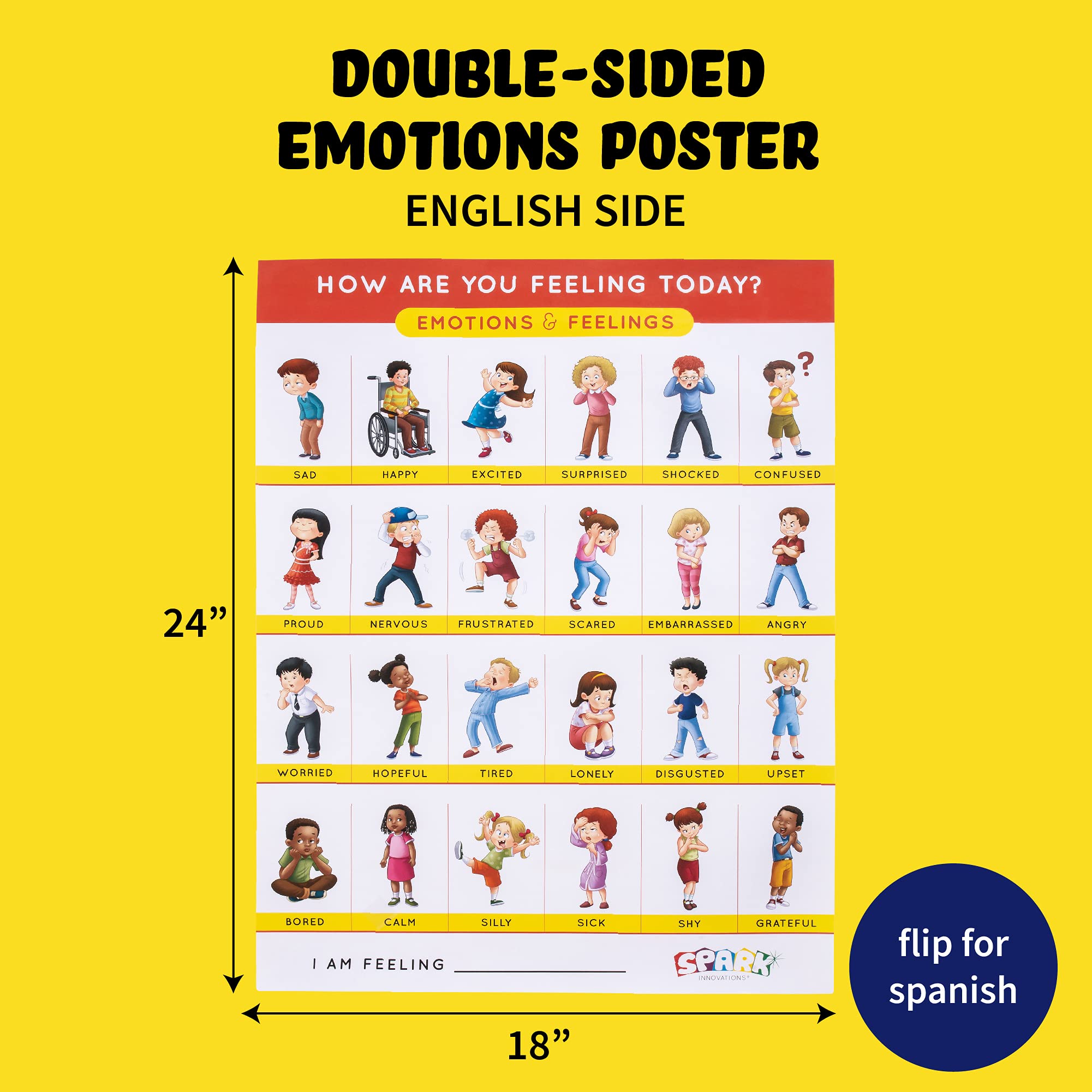 Mua Emotions and Feelings Poster For Kids, Large Laminated Double Sided ...