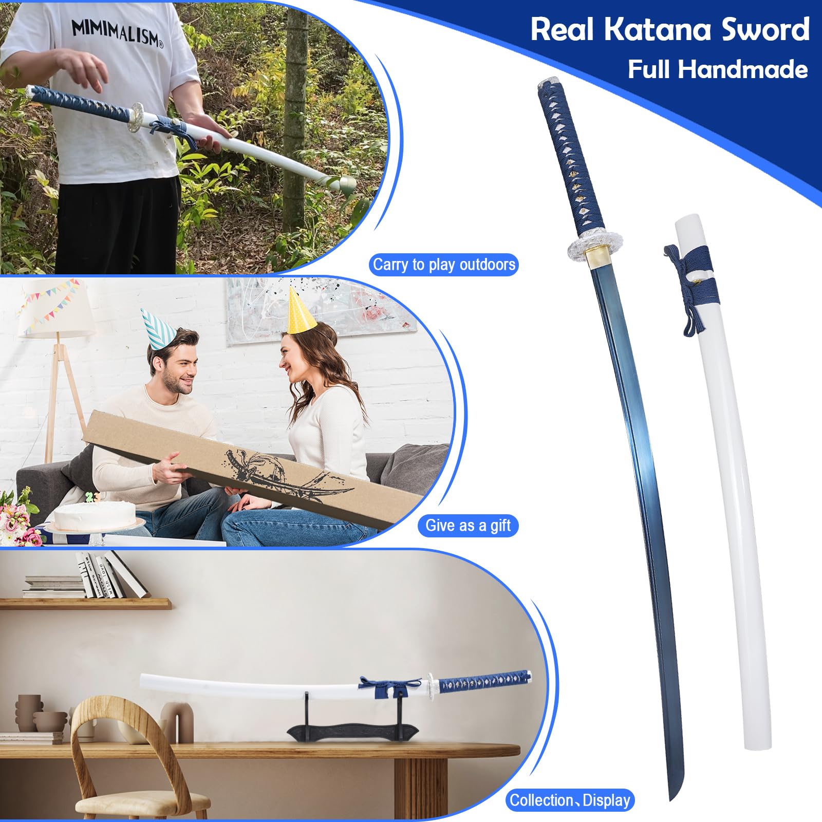 Wuton Katana Sword Real Razor Sharp Full Tang Real Samurai Sword 40 ...