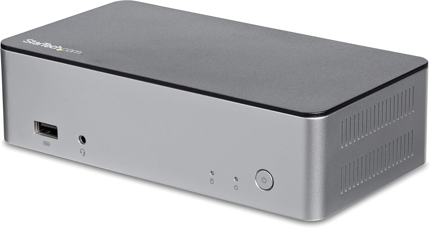 StarTech Dual Monitor USB C Dock – 4K – Dual DisplayPort – 2.5in SSD / HDD Bay – with Power ...