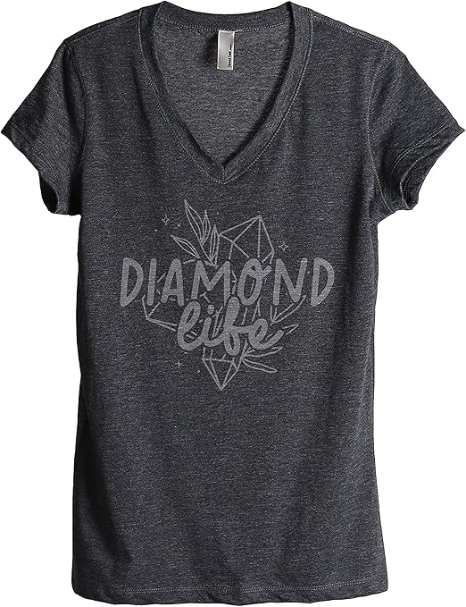 Diamond Life Women's Fashion Relaxed V-Neck T-Shirt Tee at Amazon Women ...