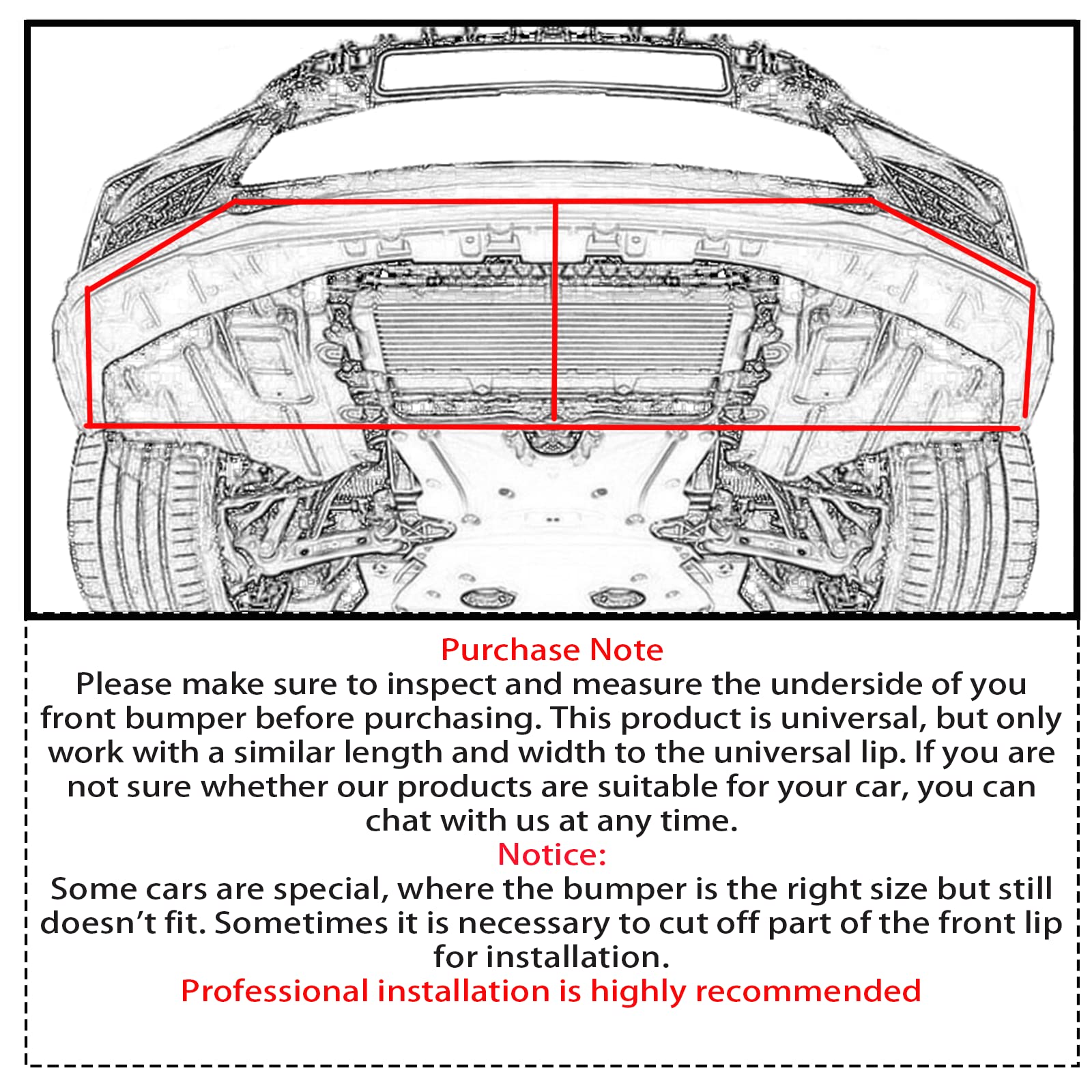 Mua ABX Front Bumper Lip Universal Spoiler Glossy Black Red Car Parts ...